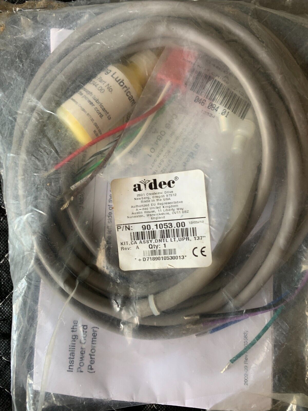Adec Power Cord Kit for a Performer or a 6300 Dental Light ...