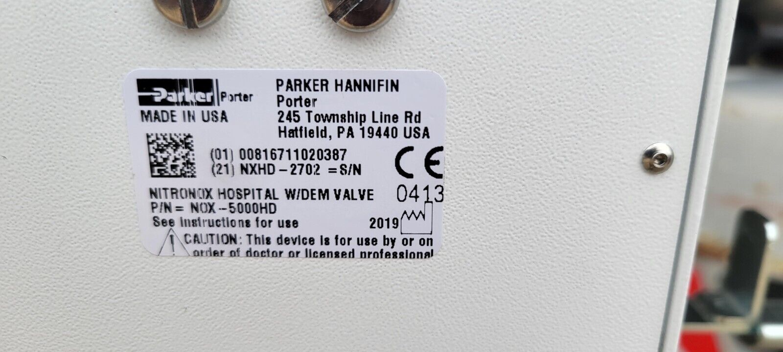 (Pre-owned) Parker Hannifin PORTER NITRONOX Mobile/Field Unit NOX ...