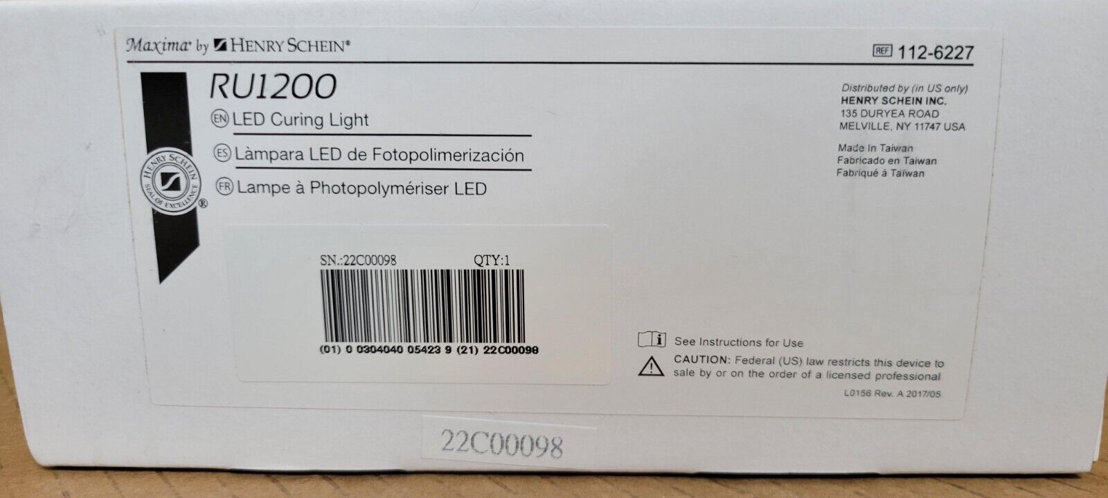 (Brand New) Henry Schein MAXIMA RU1200 LED Curing Light 112-6227 ...